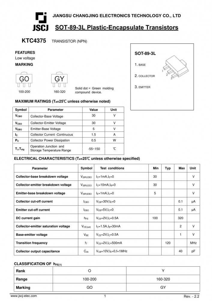 KTC4375Y datasheet page 1