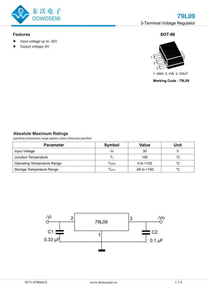 79L09 datasheet page 1