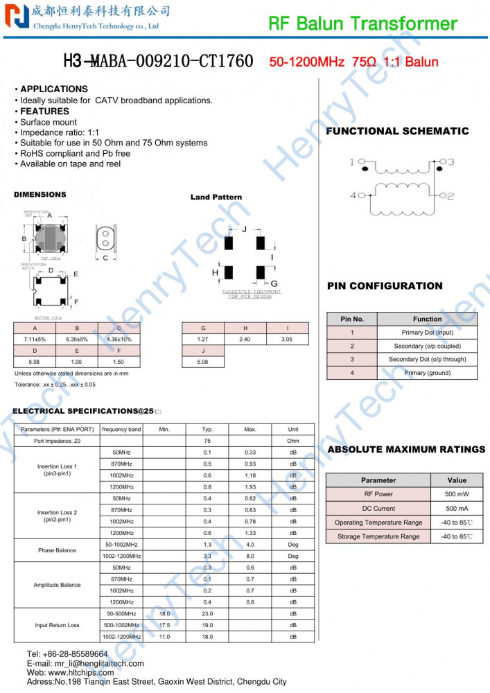 H3-MABA-009210-CT1760 technical document page 1