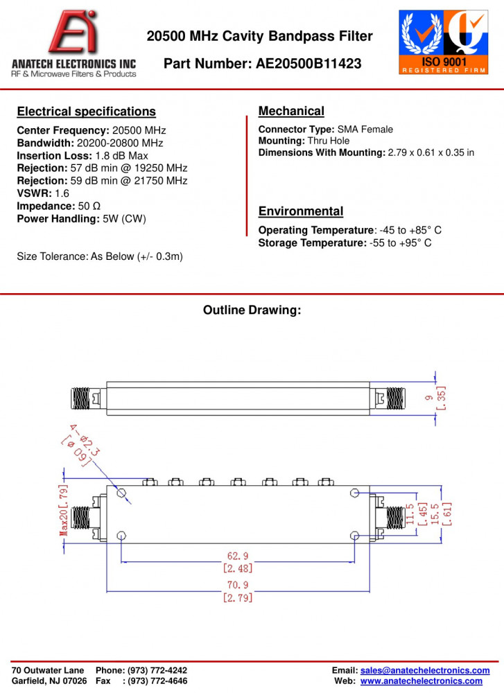 AE20500B11423 technical document and outline drawing