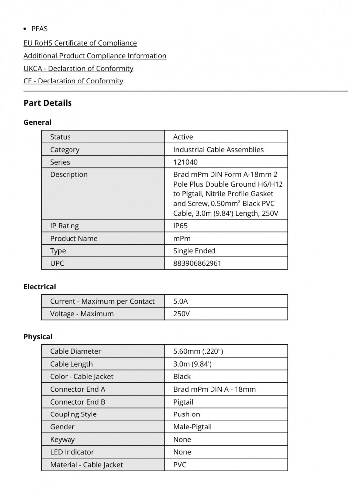 MOLEX 121040 series technical drawing, page 2