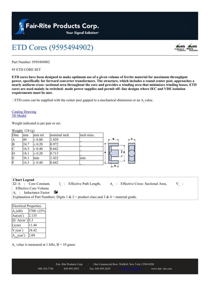 Fair-Rite 9595494902 technical document preview