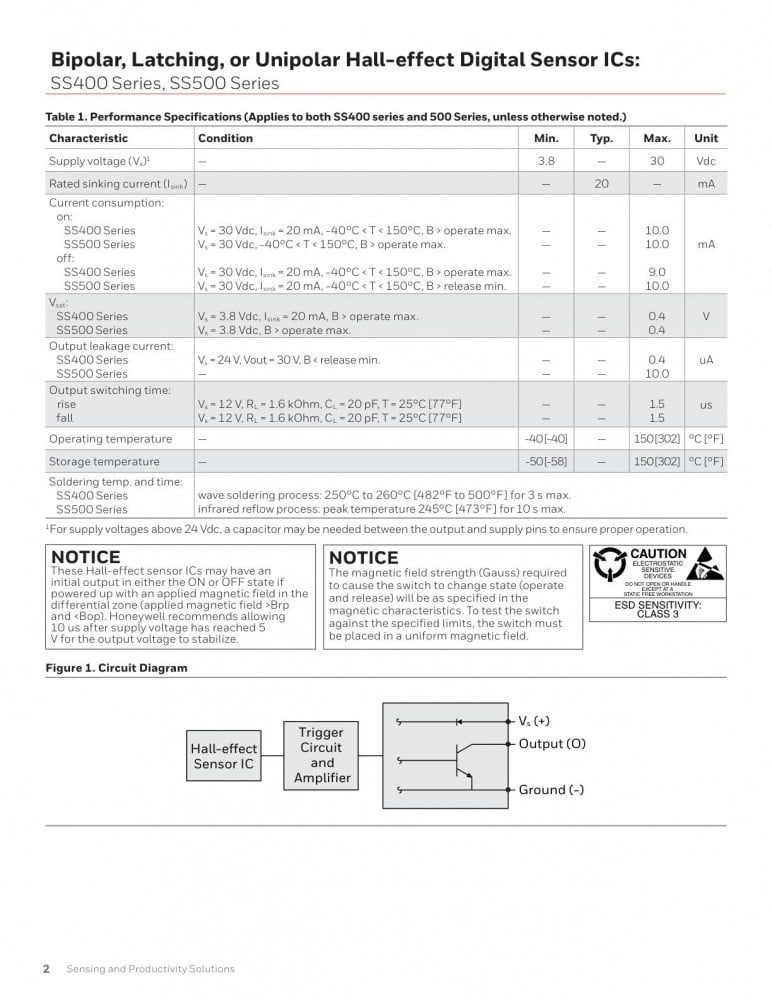 Honeywell SS566AT datasheet page 2