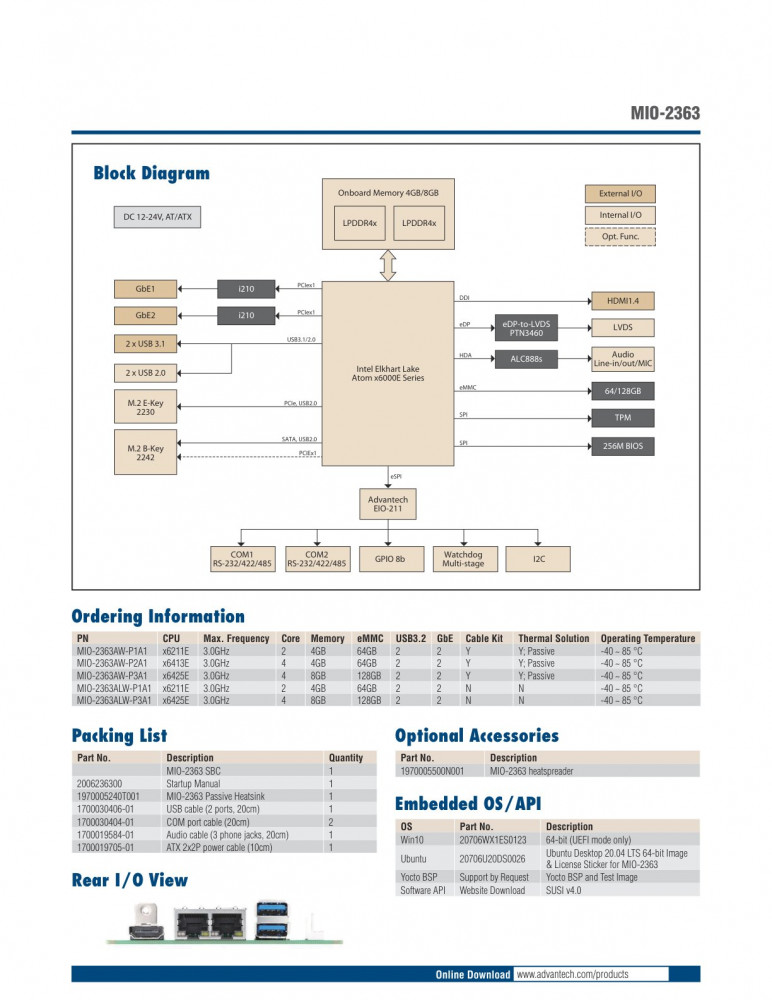 MIO-2363 technical document, page 2
