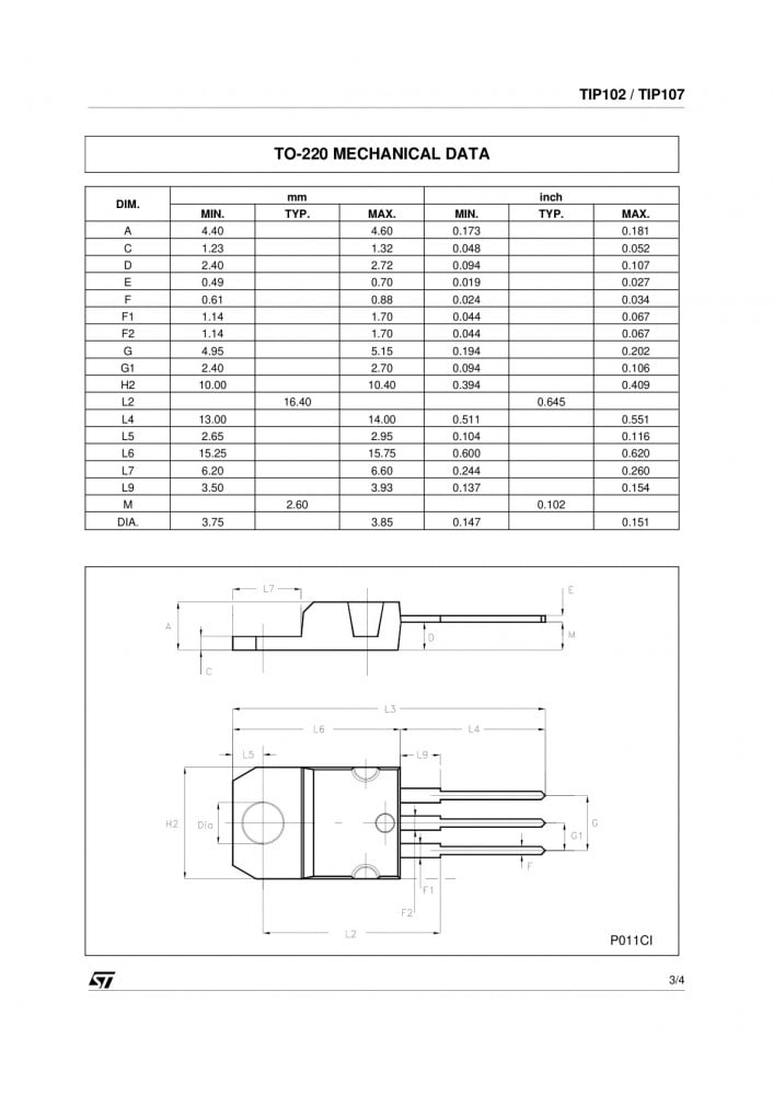 ST TIP102 datasheet page 3