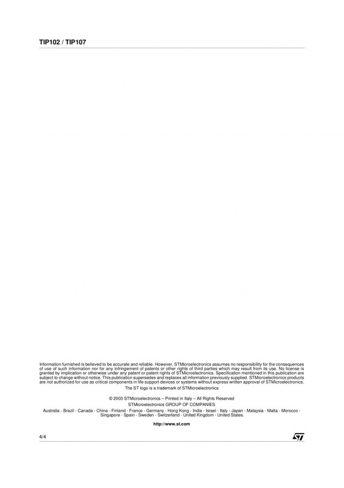 ST TIP102 datasheet page 4
