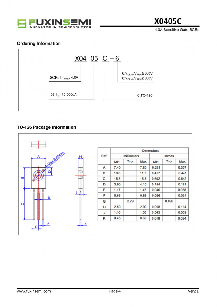 X0405C datasheet page 4