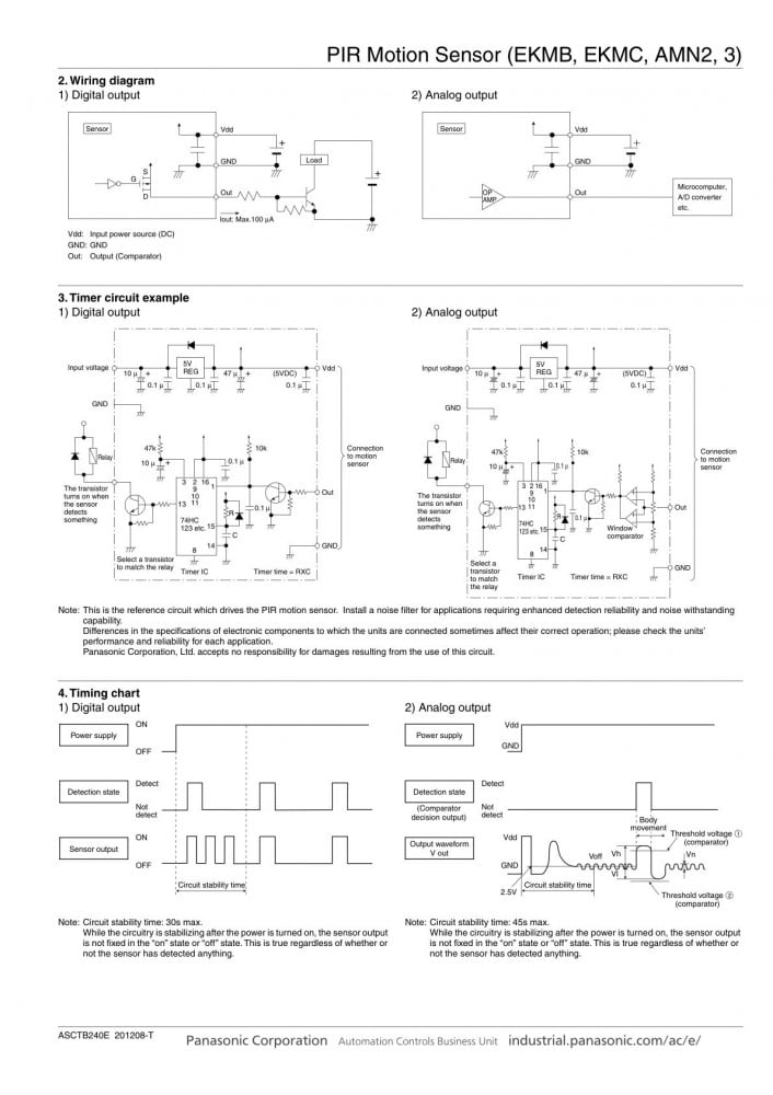 PANASONIC PIR motion sensor document page 7