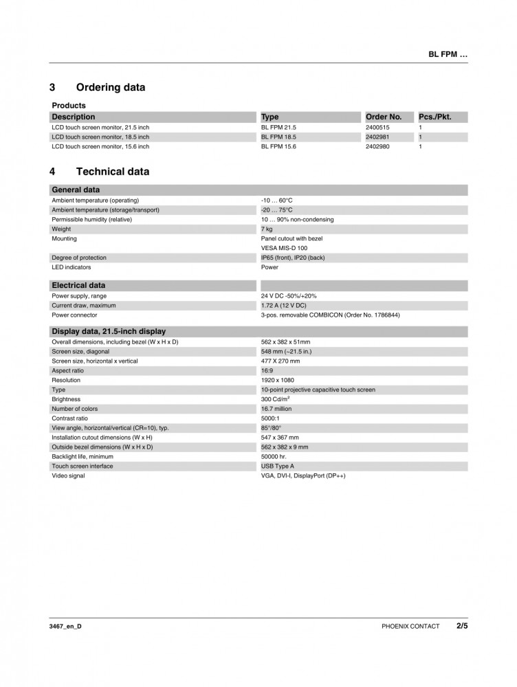 Phoenix Contact BL FPM 15.6 technical document page 2
