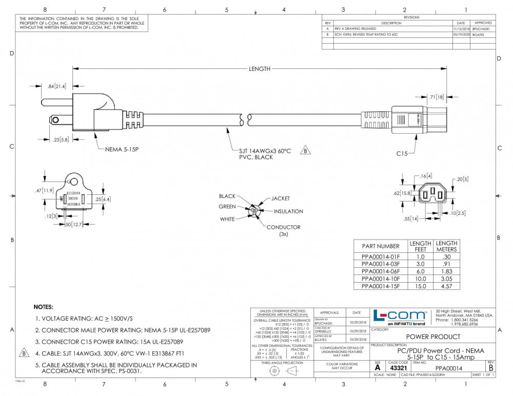 L-com PPA00014 drawing preview