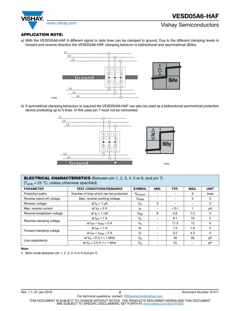 VESD05A6-HAF-GS08 technical document, page 2
