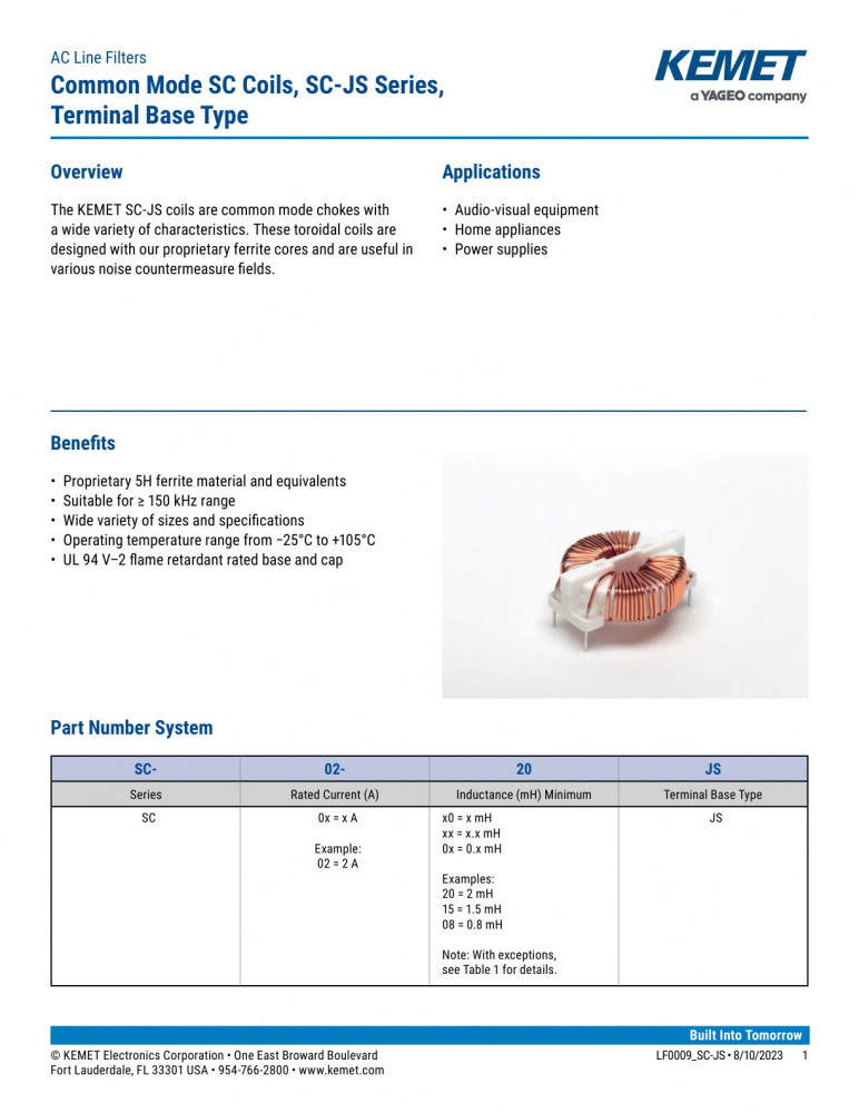 KEMET SC-JS datasheet page 1