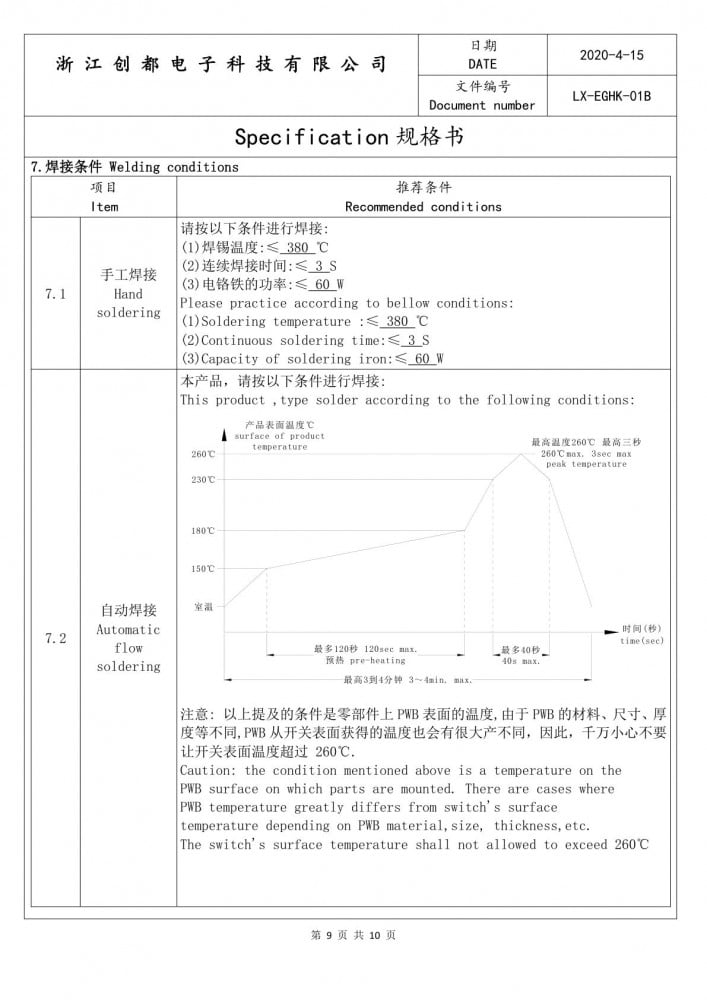 CAX specification page 9