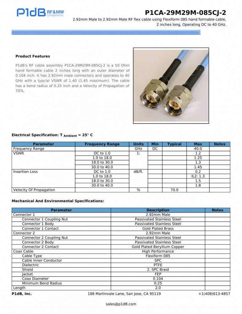 P1CA-29M29M-085CJ-2 technical document, page 1