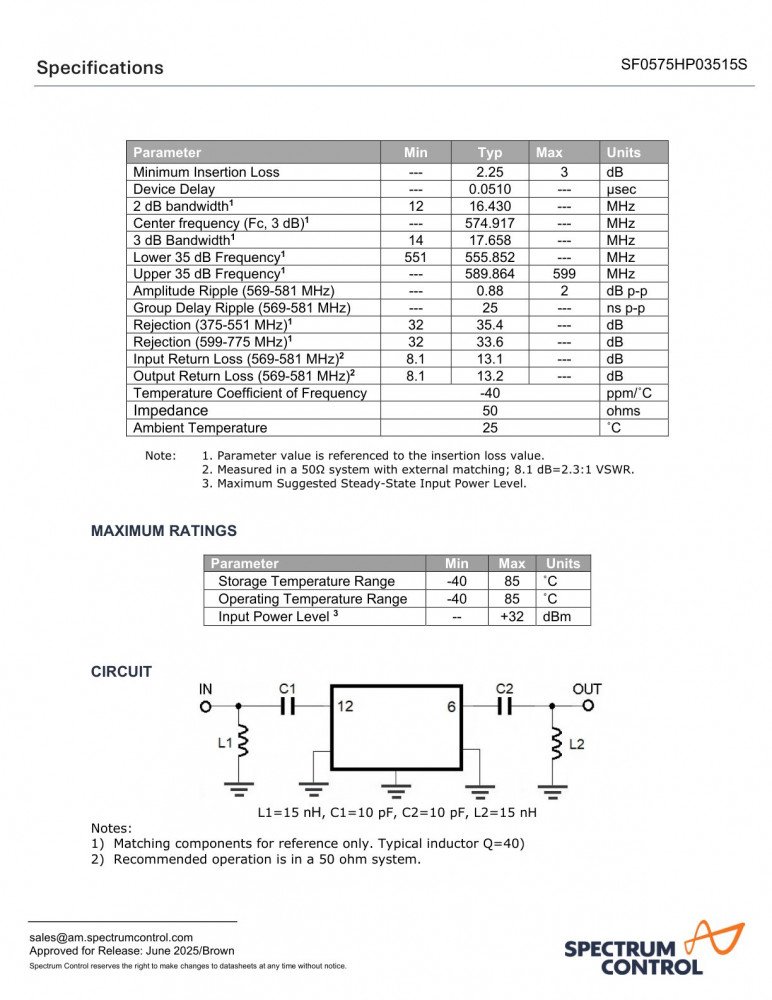 SF0575HP03515S technical document page 2