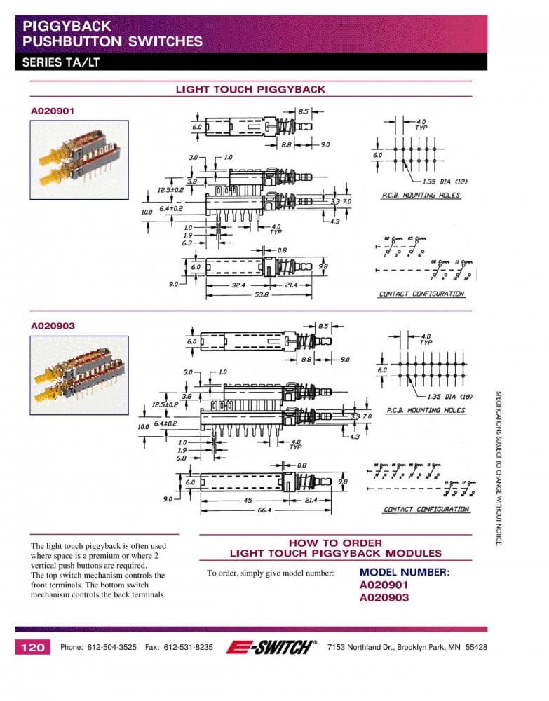 E-Switch TA/LT datasheet page 3