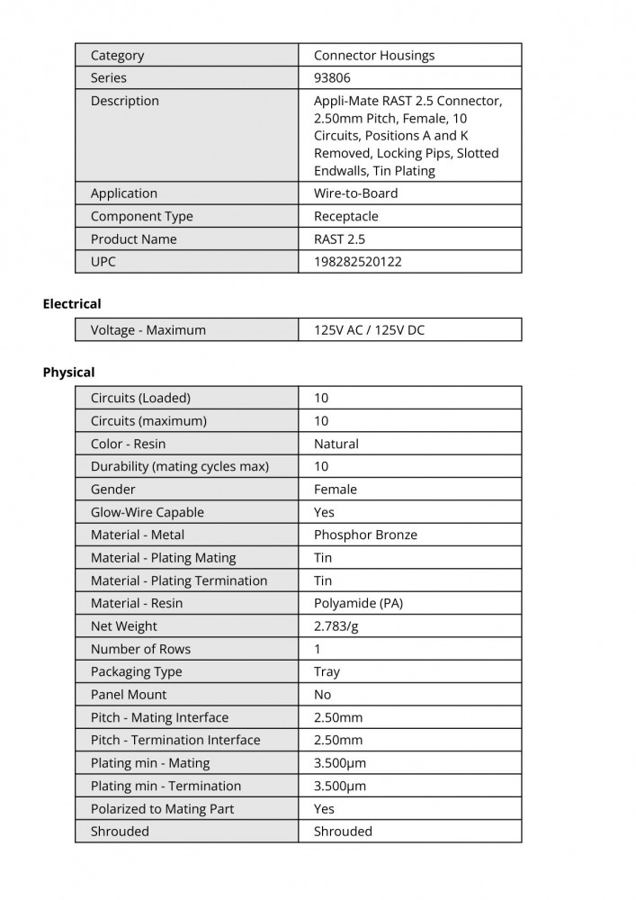 Product document image 2 for MOLEX 938063507