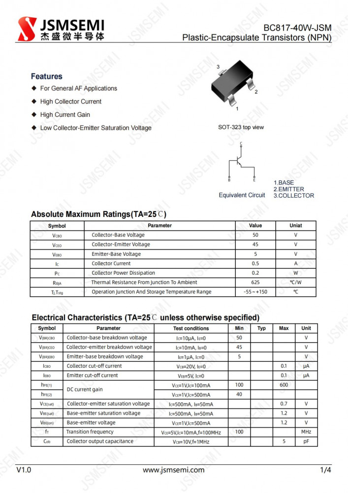 BC817-40W-JSM datasheet page 1