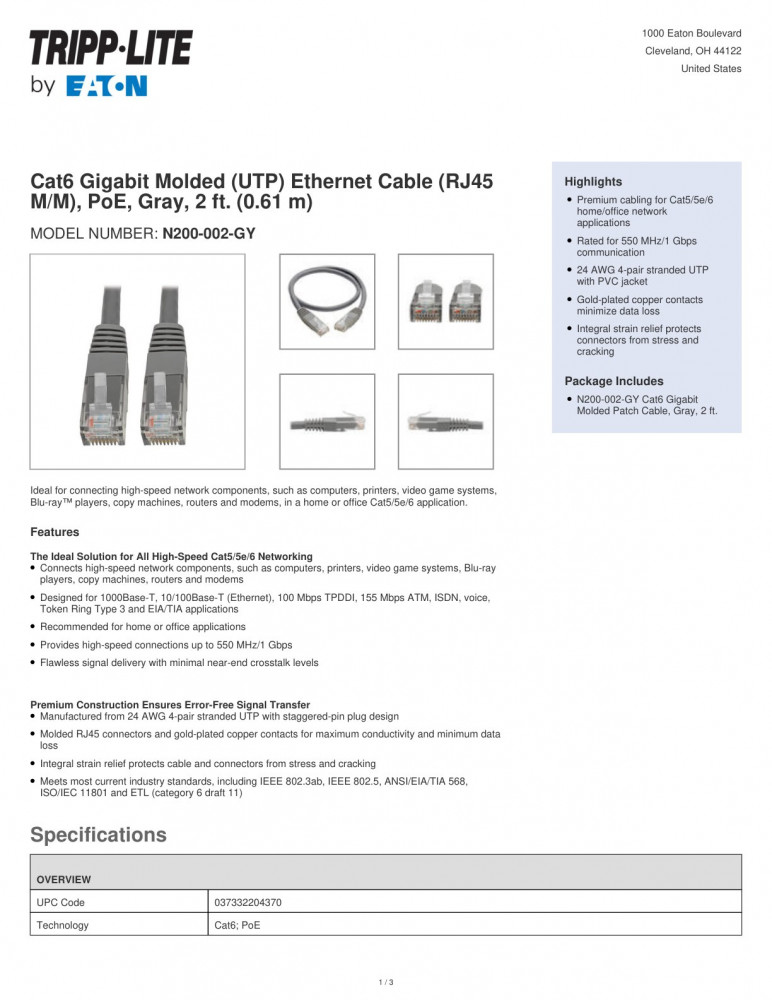 N200-002-GY product document page 1