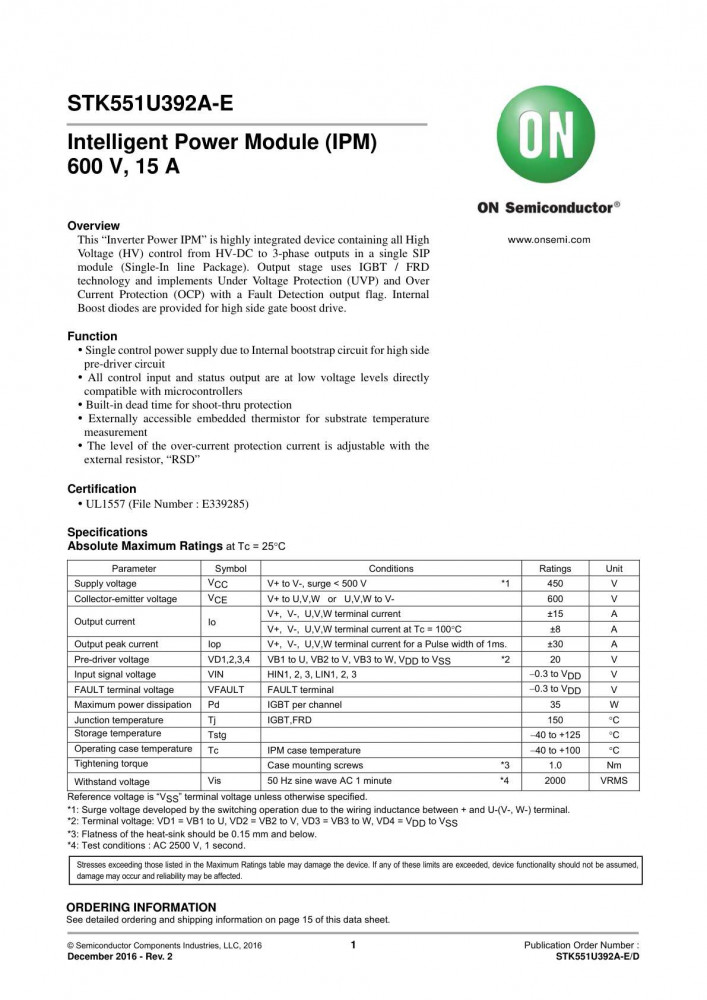 STK551U392A-E datasheet page 1