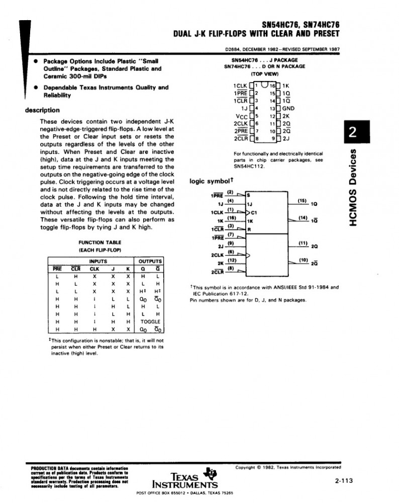 54HC76J/B datasheet page 3