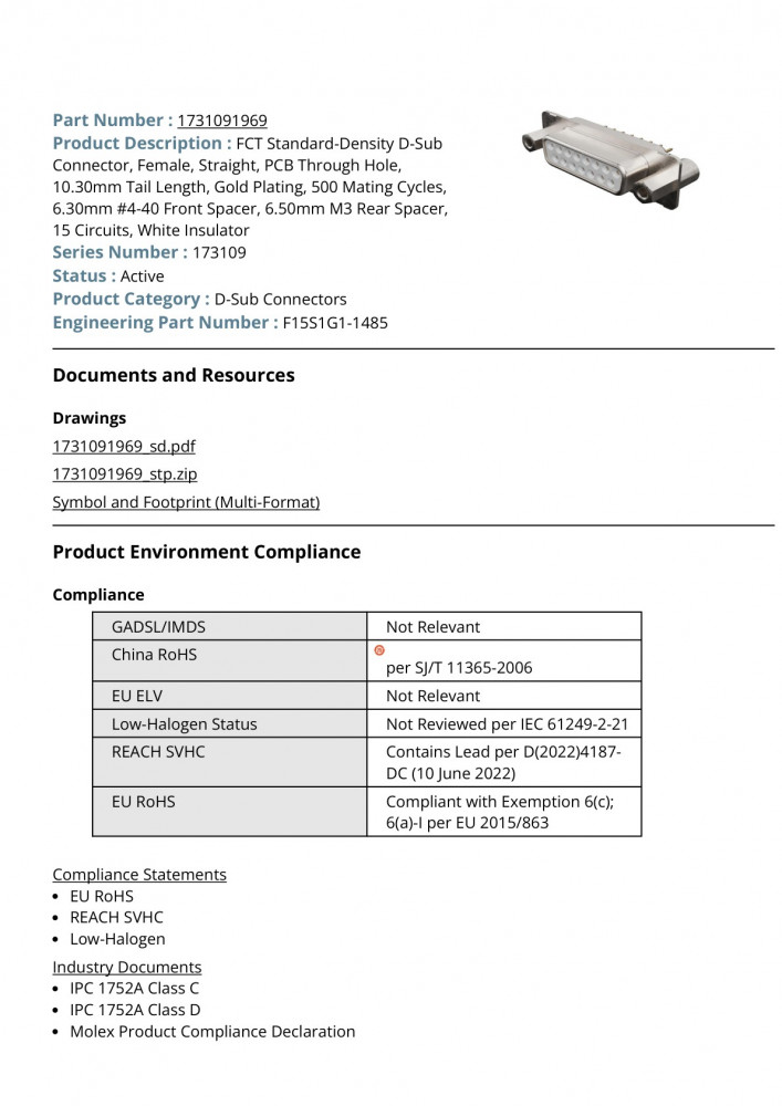 MOLEX 1731091969 technical document image 1
