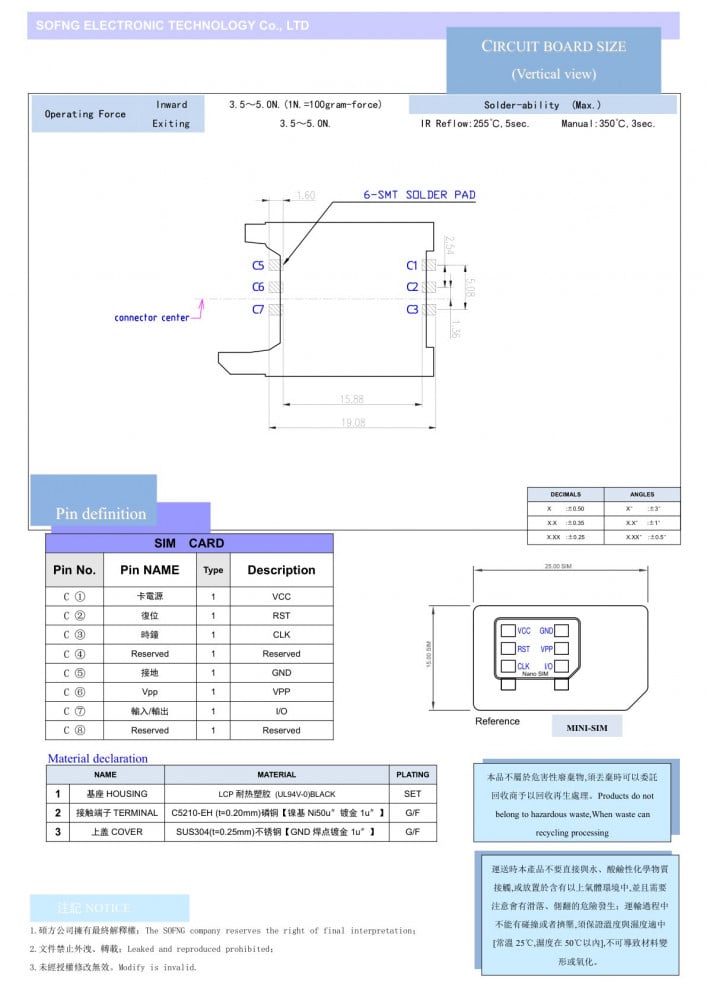 SOFNG SIM-008X datasheet page 2