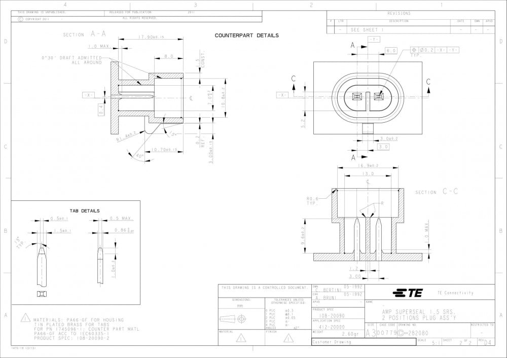 TE Connectivity 282080-1 drawing preview page 2