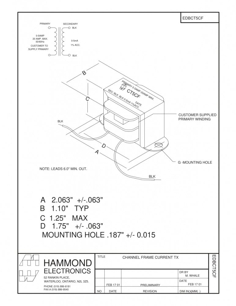 Hammond CT5CF technical document