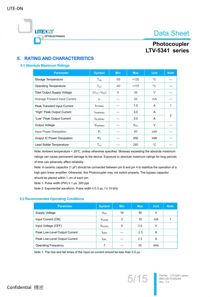 LTV-5341 datasheet page 5