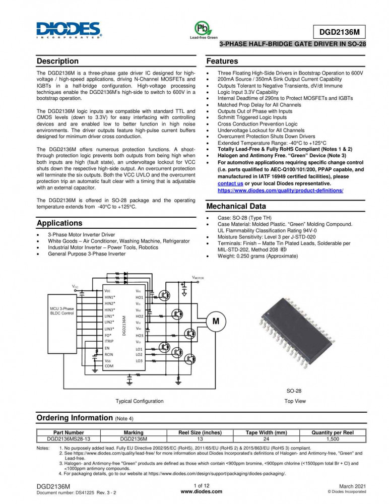 DGD2136M datasheet page 1