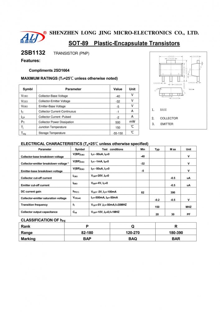 2SB1132 datasheet page 1