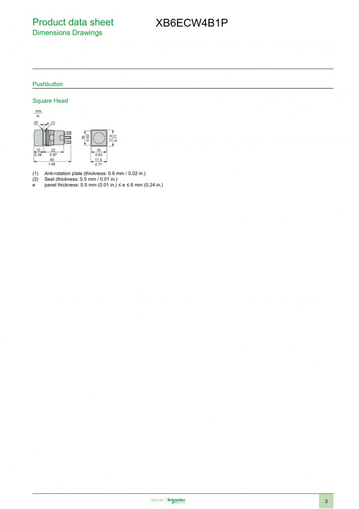 XB6ECW4B1P technical document page 3