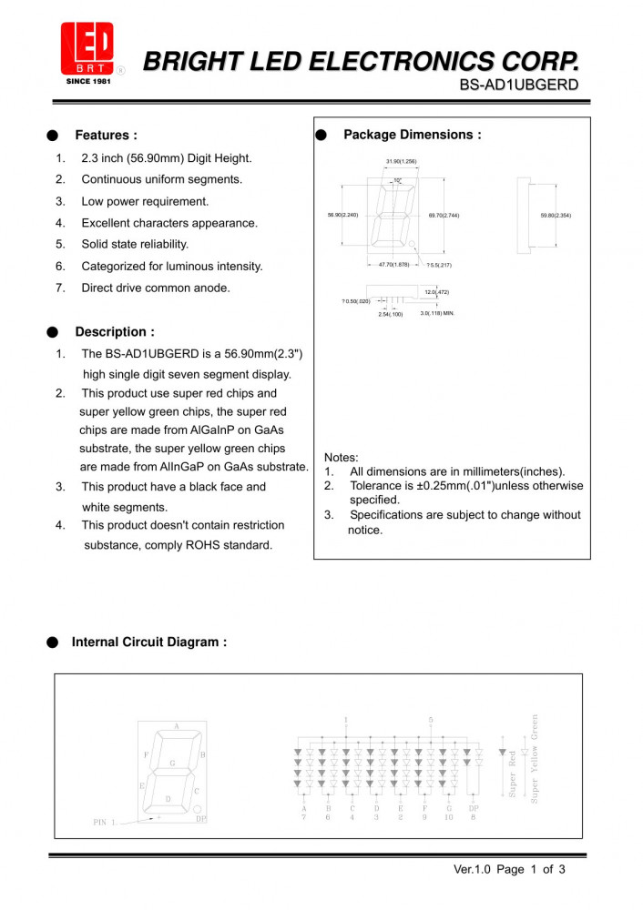 BS-AD1UBGERD datasheet page 1