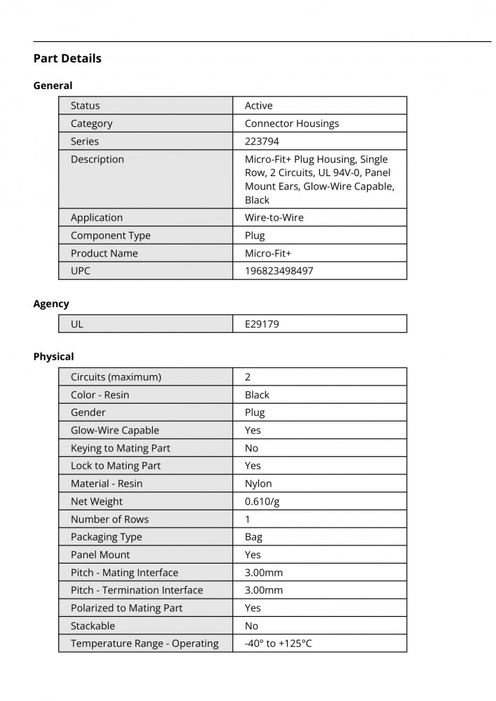 Technical document image 2 for MOLEX 2237940200