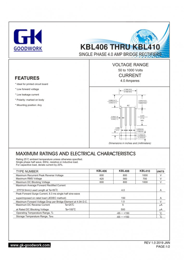 GOODWORK KBL406 datasheet page 1