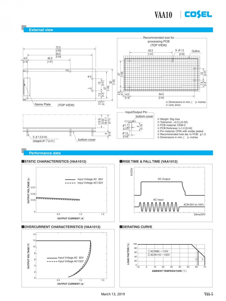 Cosel VAA1012 datasheet page 4