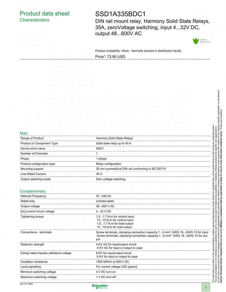 SSD1A335BDC1 technical document page 1