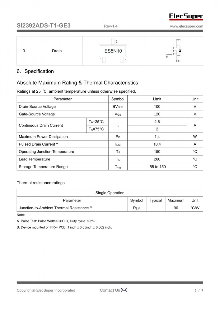 SI2392ADS-T1-GE3 datasheet page 2
