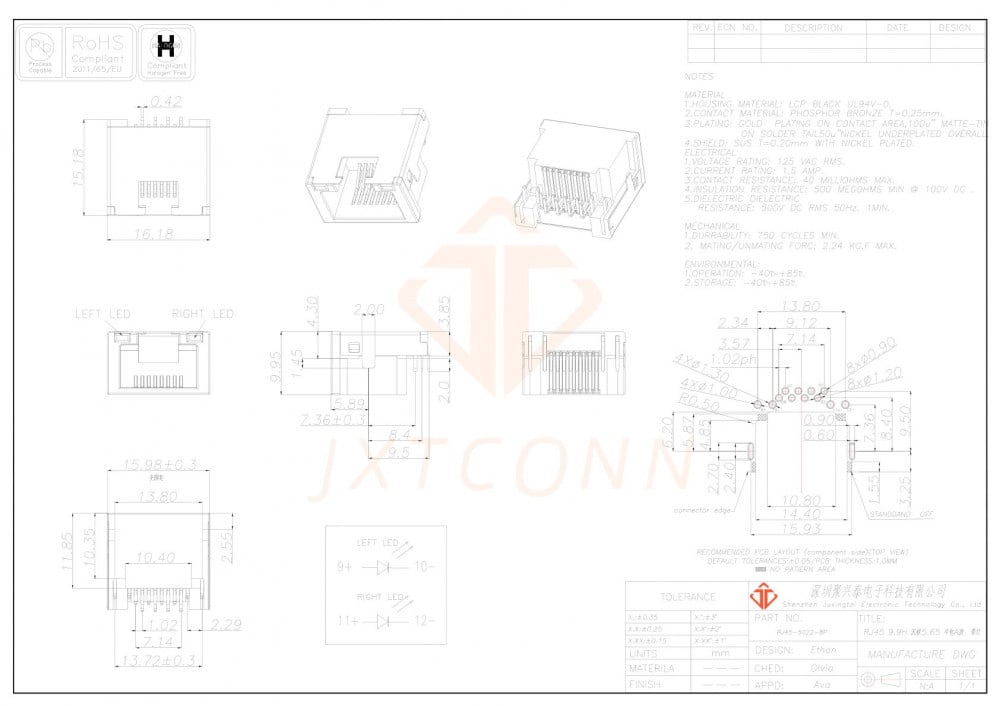 RJ45-5022-8P technical document page