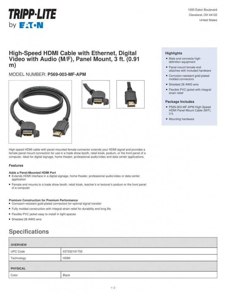 EATON P569-003-MF-APM technical document page 1