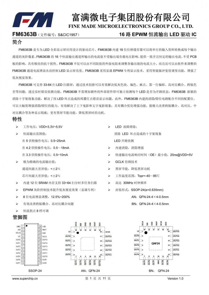 FM6363B datasheet page 1