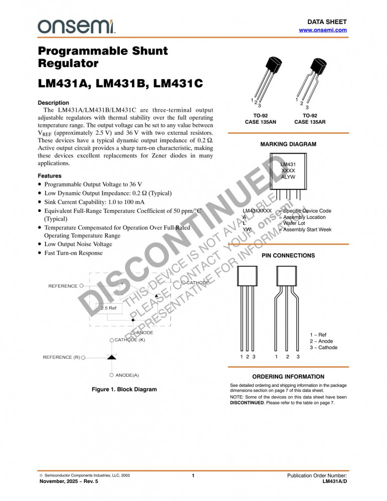 LM431A datasheet page 1