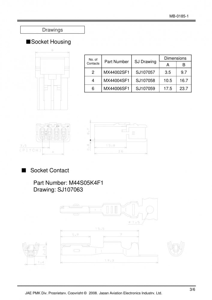 JAE MX44 Series document page 3