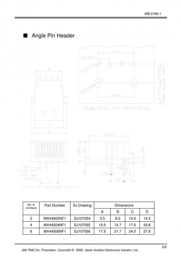 JAE MX44 Series document page 5