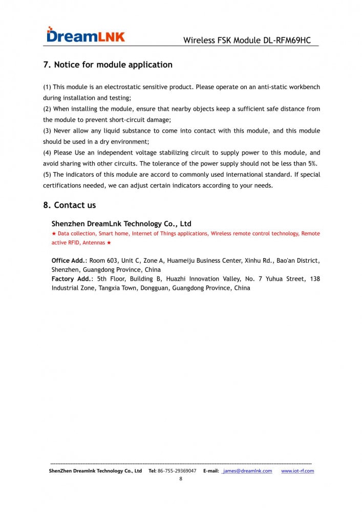 DL-RFM69HC-868M datasheet page 8