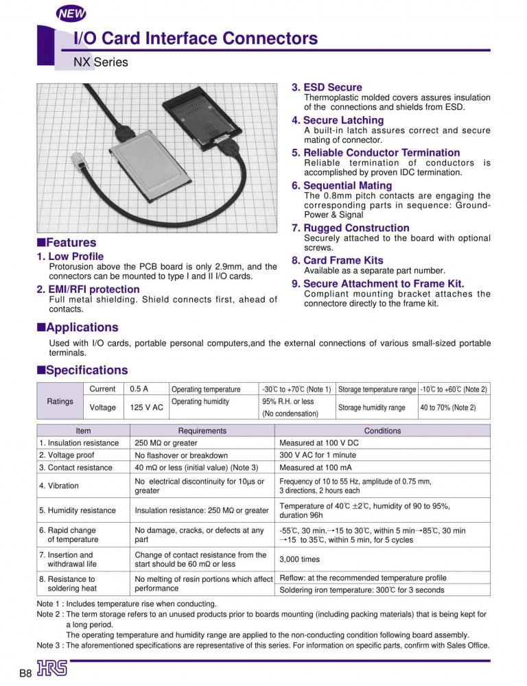 HRS NX Series datasheet page 1