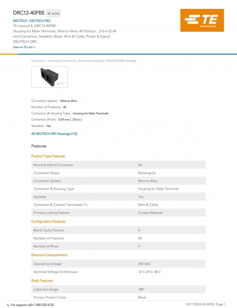 DRC12-40PBE technical document page 1