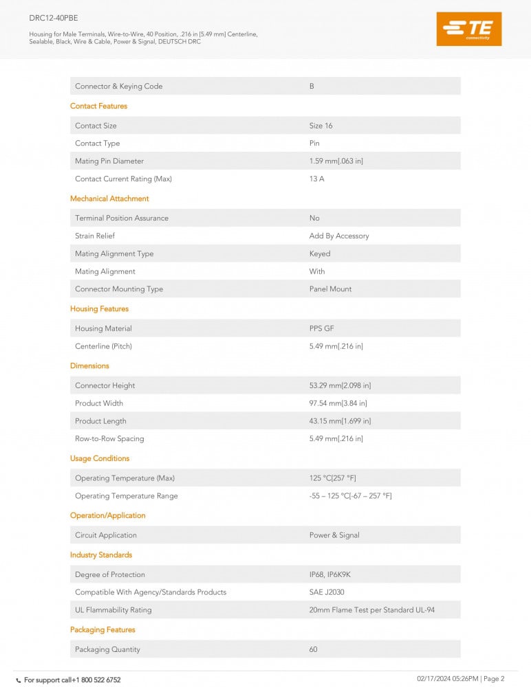 DRC12-40PBE technical document page 2