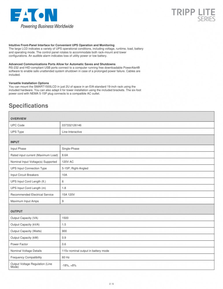 SMART1500LCD technical document page 2